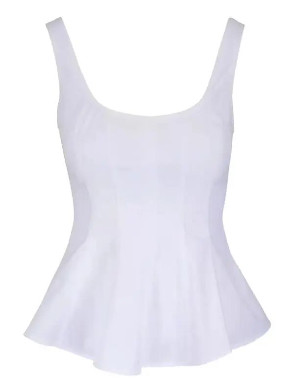 Veronica Beard Charlie Peplum Sleeveless Blouse - White
