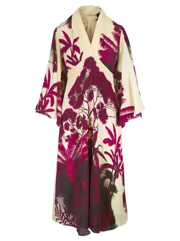 Johanna Ortiz Maiden Voyage Palm-print Midi Dress - Neutrals