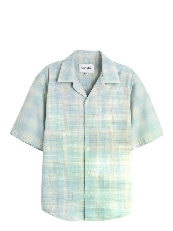 CORRIDOR Plaid Camp-collar Shirt - Blue