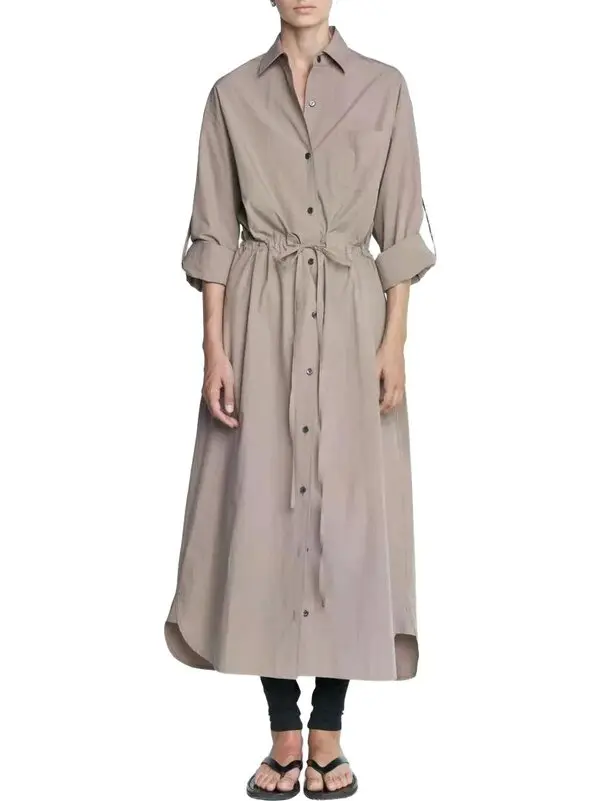 Maria Mcmanus Drawstring Midi Shirt Dress - Neutrals