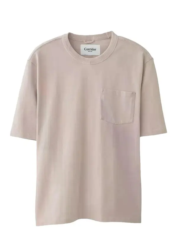CORRIDOR Garment-dyed Chest-pocket T-shirt - Pink