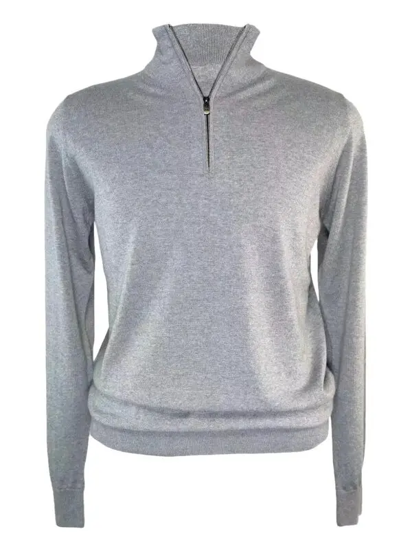 PIACENZA CASHMERE 1733 Merino Wool Quarter-zip Sweater - Grey