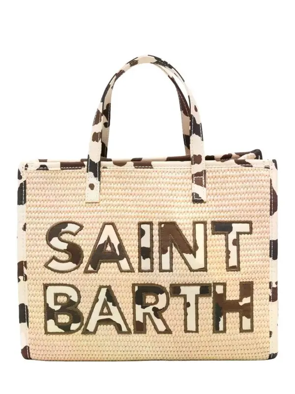 MC2 SAINT BARTH Cow-print Logo-patch Tote Bag - Neutrals