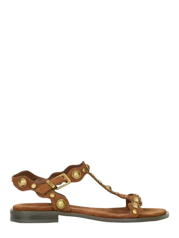 Ash Stud-embellished T-bar Sandals - Brown