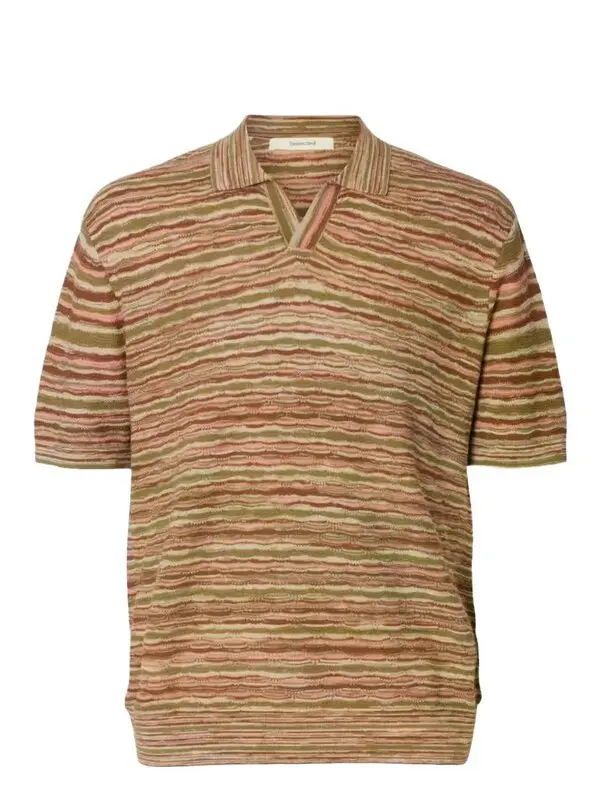 SELECTED Muse Horizontal-stripe Polo Shirt - Green