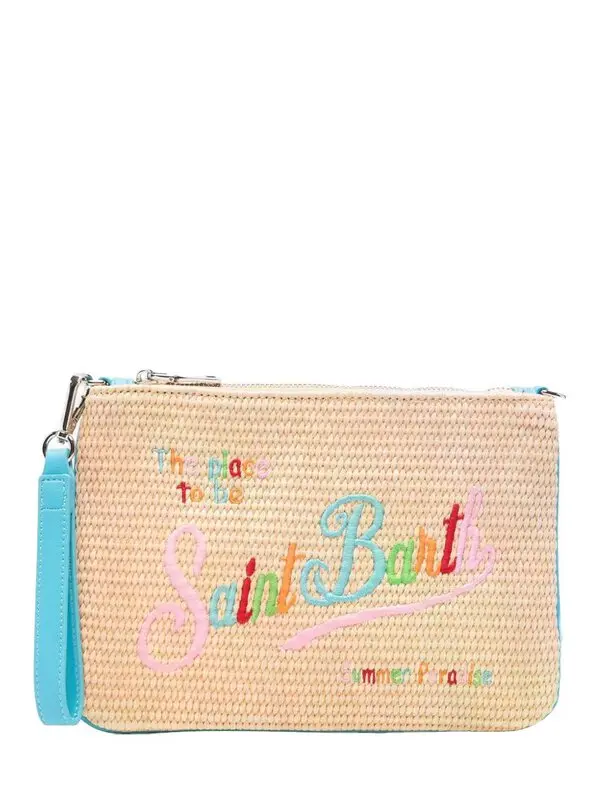 MC2 SAINT BARTH Parisienne Embroidered Woven Clutch Bag - Neutrals