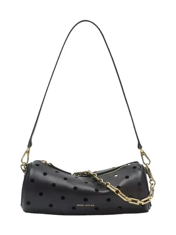 Manu Atelier Mini Cylinder Perforated Shoulder Bag - Black
