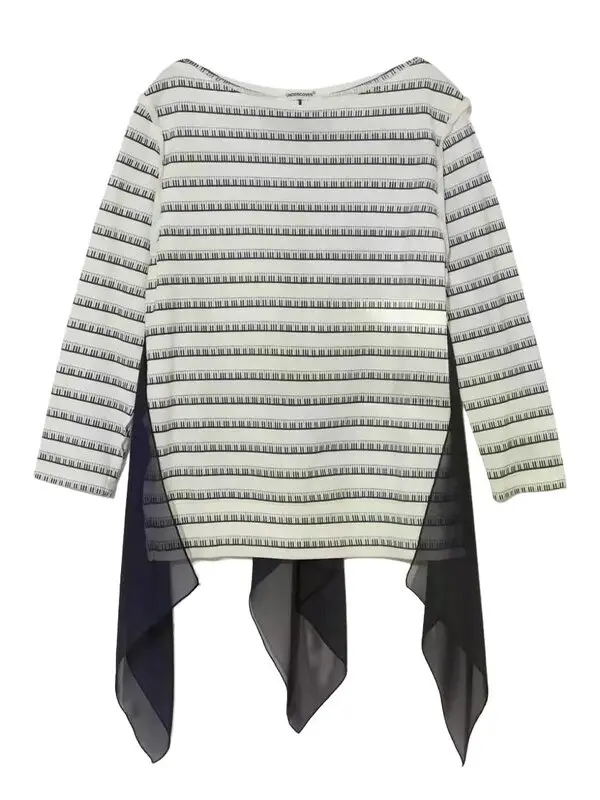 Undercover Piano-print Draped-panel Top - Neutrals