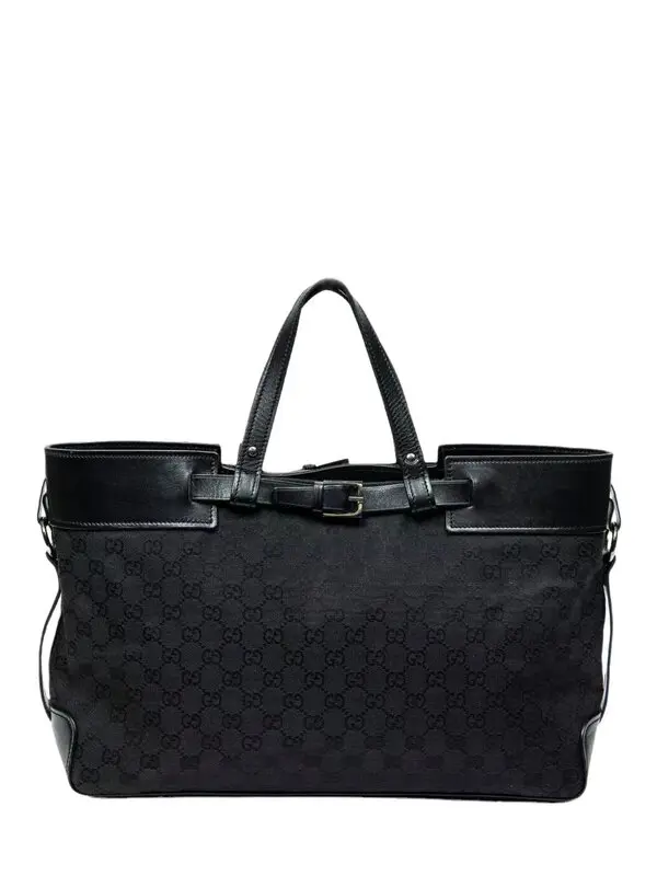 Gucci Gg Monogram Buckled Tote Bag - Black
