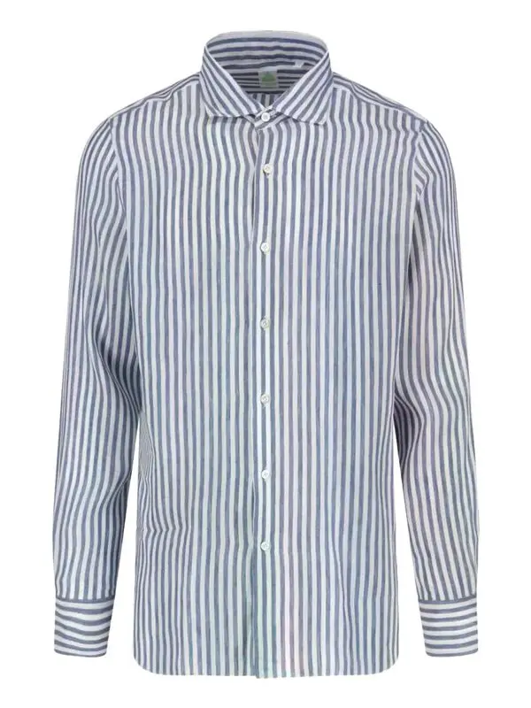 FINAMORE 1925 Striped Long-sleeve Shirt - Blue