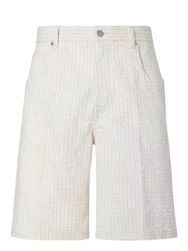 Fendi Topstitched Logo-patch Shorts - Neutrals