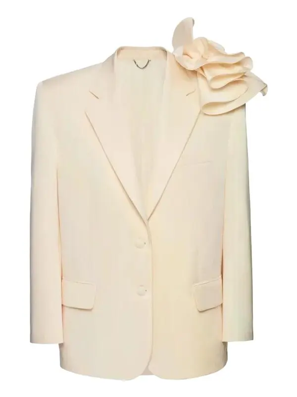 Magda Butrym Flower-appliqué Single-breasted Blazer - Neutrals