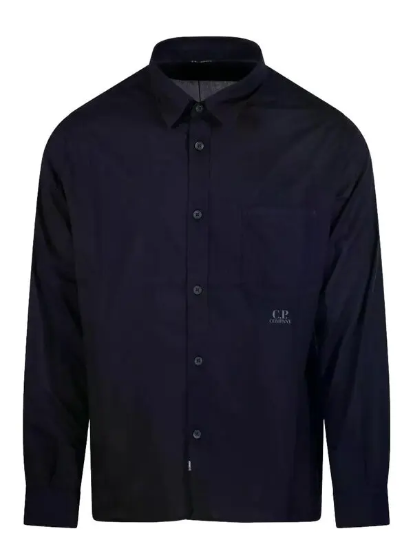 C.P. COMPANY Logo-print Chest-pocket Shirt - Blue