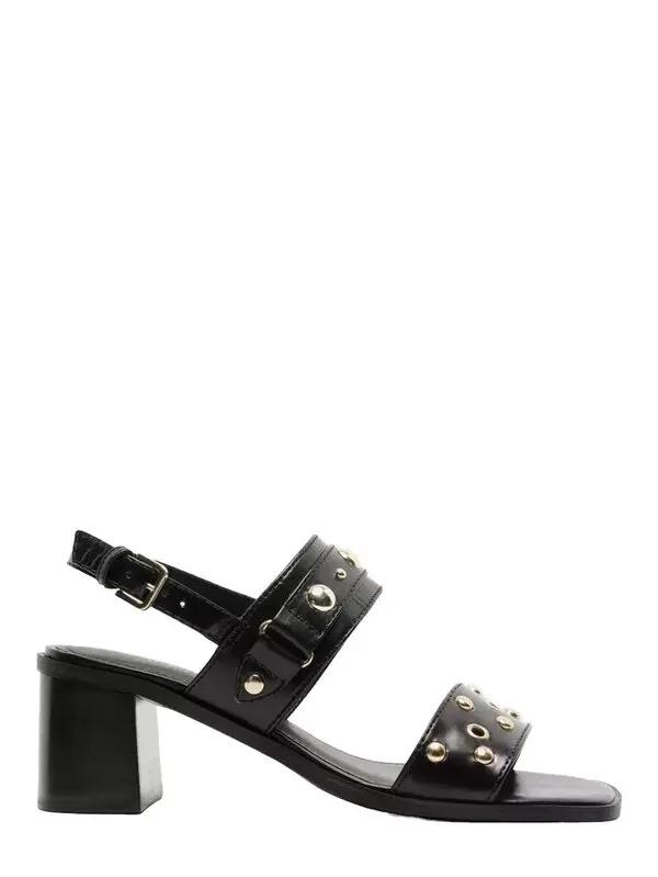 AREZZO Stud-embellished Leather Sandals - Black