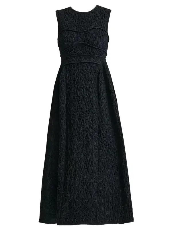 Cecilie Bahnsen Dorina Cloqué-effect Sleeveless Dress - Black
