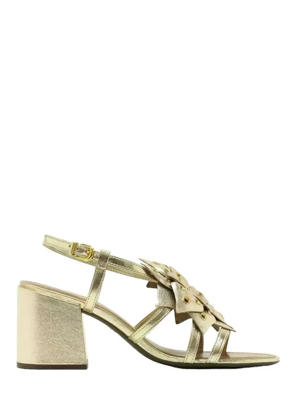 AREZZO Floral-appliqué Eyelet-embellished Sandals - Gold