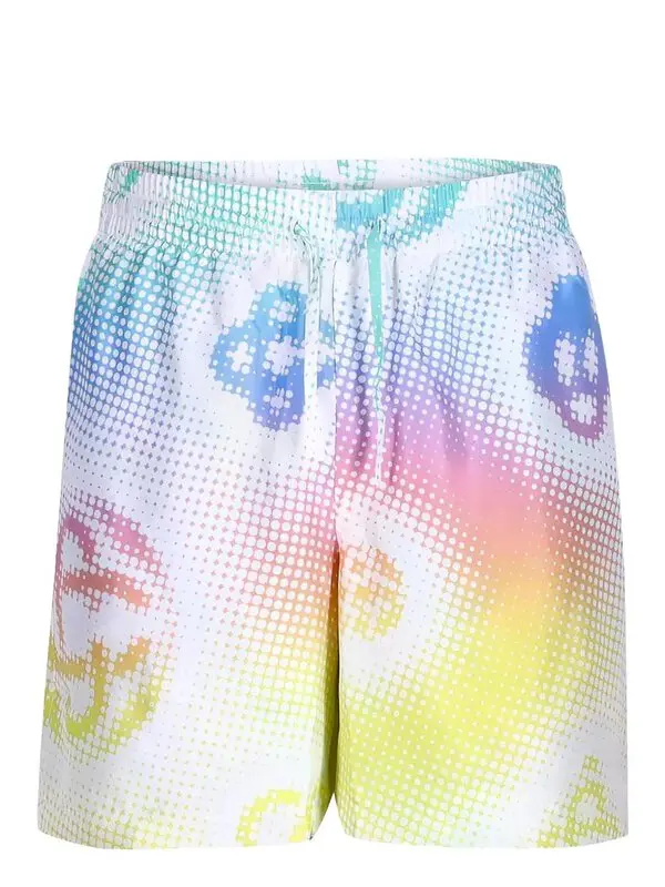 Casablanca Halftone Logo Silk Shorts - White
