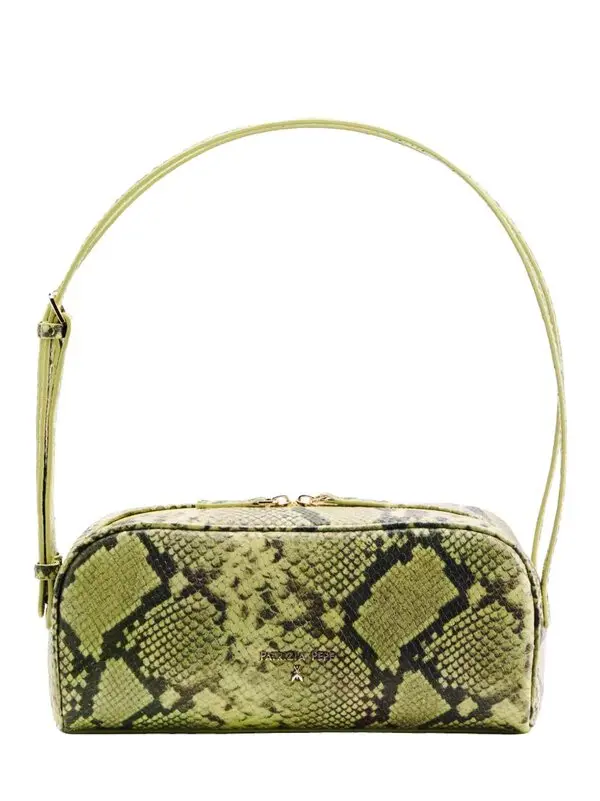 Patrizia Pepe Python-print Leather Shoulder Bag - Green