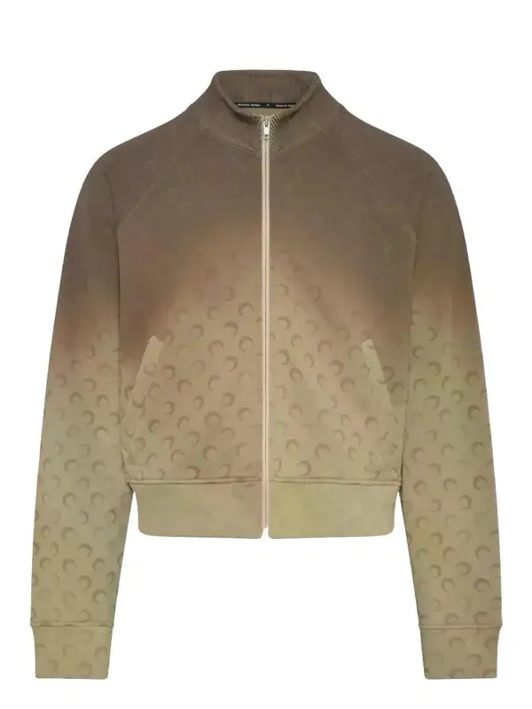 MARINE SERRE Moon-print Zip-up Sweater - Brown