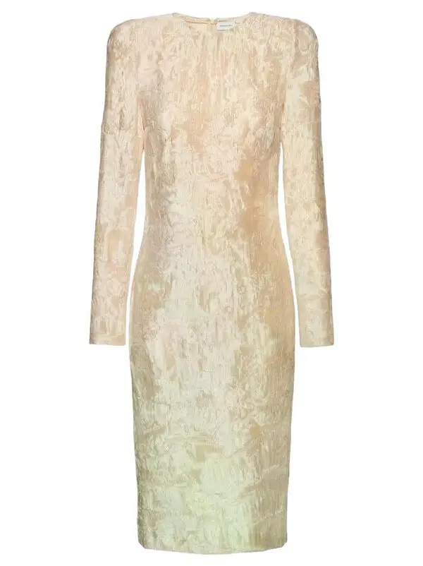 Magda Butrym Textured Long-sleeve Midi Dress - Neutrals