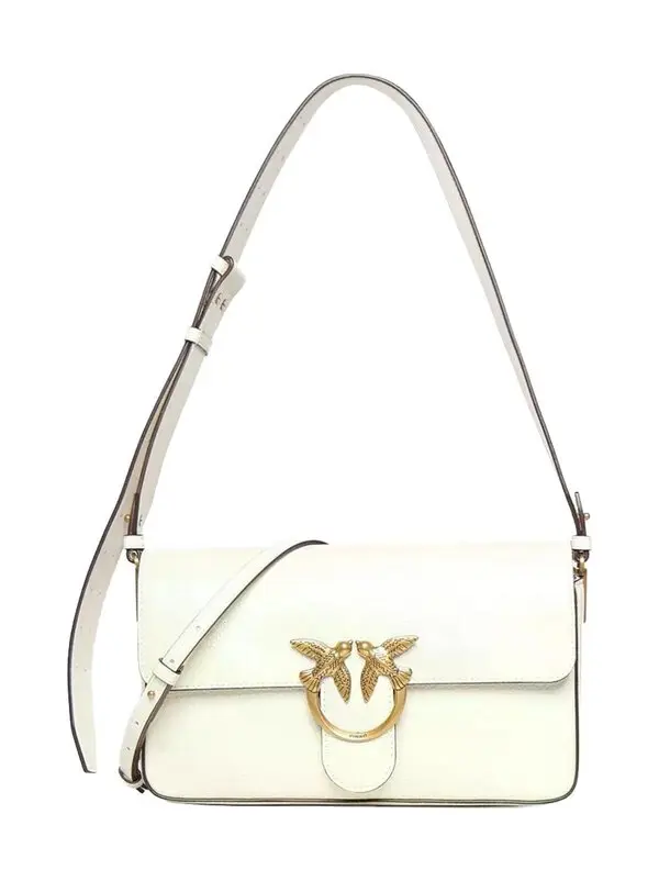 Pinko Medium Leather Cross Body Bag - White