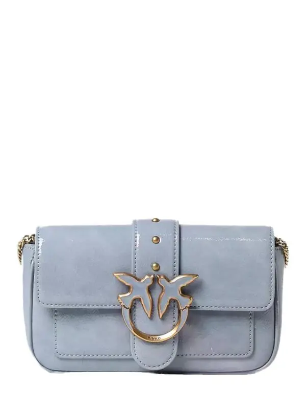 Pinko Love Birds Patent Shoulder Bag - Blue