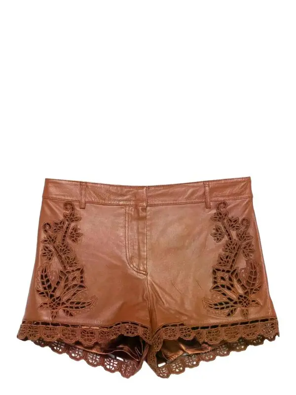 Farm Rio Richilieu Leather Shorts - Brown