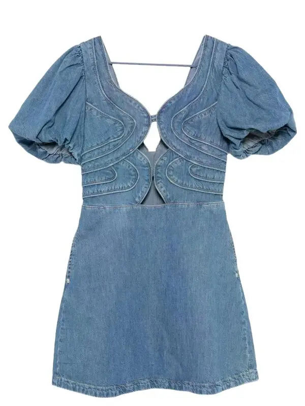 Farm Rio Seam-embellished Mini Dress - Blue