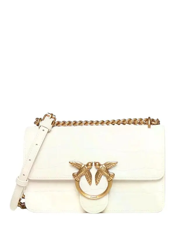 Pinko Small Croc-effect Crossbody Bag - White