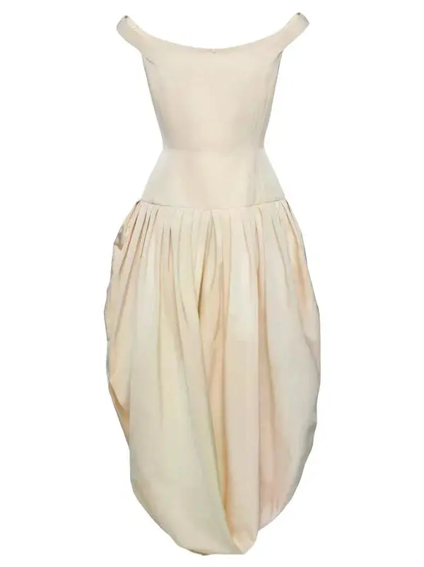 Magda Butrym Off-shoulder Bubble-skirt Draped Dress - Neutrals
