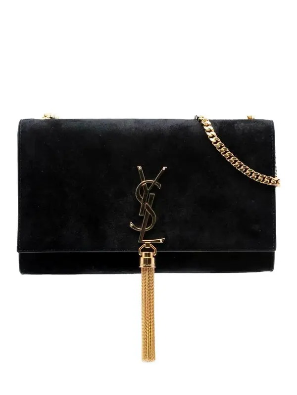 Saint Laurent 2016 Medium Suede Monogram Kate Tassel Crossbody Bag - Black
