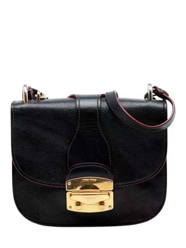 Miu Miu Goatskin Madras Satchel - Black