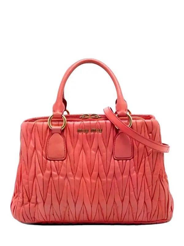 Miu Miu Matelassé Nappa Satchel - Orange