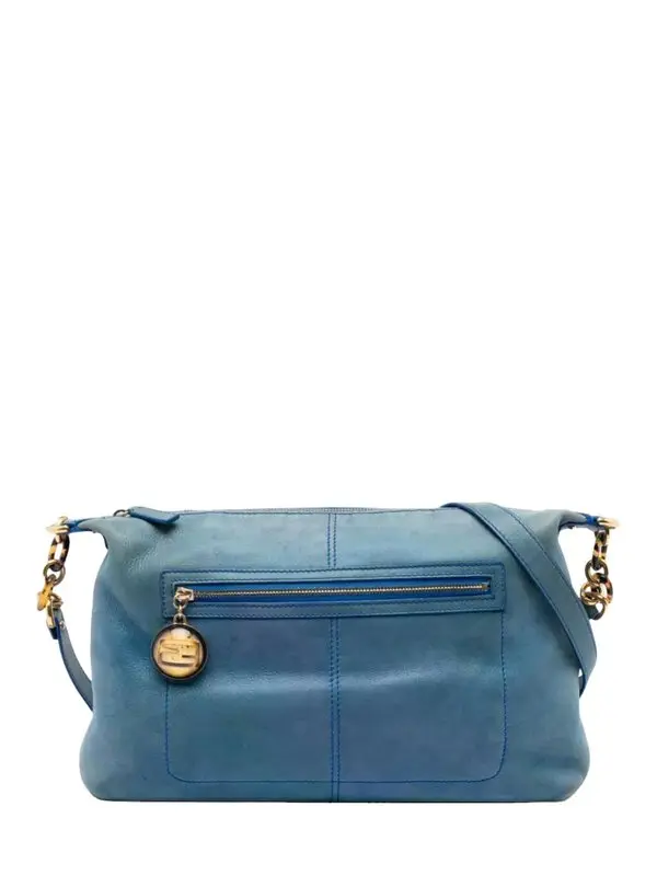 Fendi 2000-2010 Metallic Calfskin Vitello Savana Forever Crossbody Bag - Blue