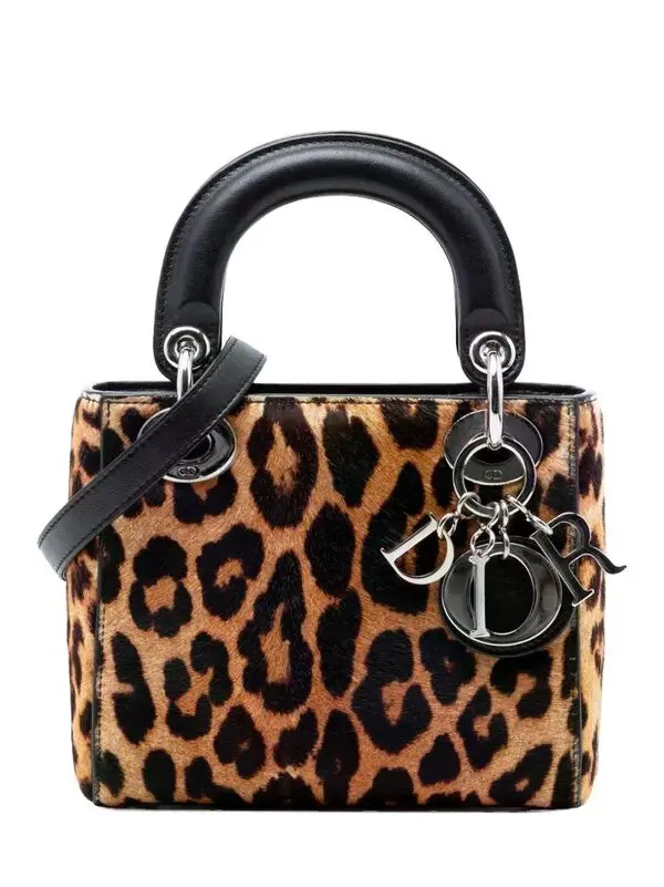 Dior 2014 Mini Pony Hair Leopard Print Lady Satchel - Brown