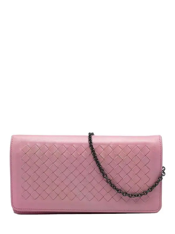Bottega Veneta Nappa Intrecciato Continental Wallet On Chain - Pink