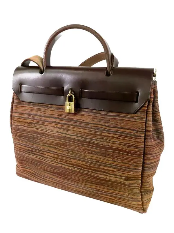Hermès 2003 Vibrato And Vache Herbag Pm Satchel - Brown
