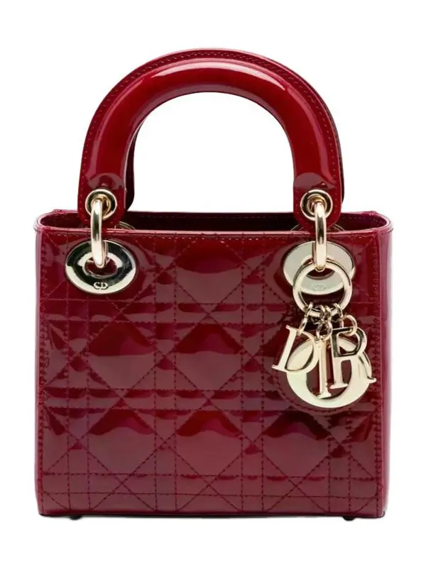 Dior 2018 Mini Patent Cannage Lady Satchel - Red
