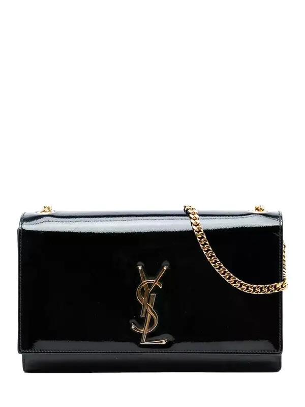 Saint Laurent Medium Patent Monogram Kate Crossbody Bag - Black