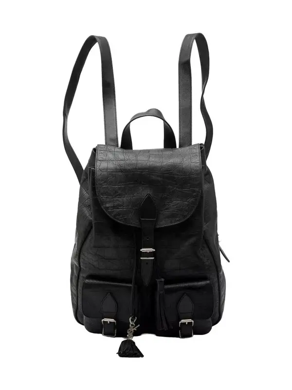 Saint Laurent 2016 Croc Embossed Leather Festival Backpack - Black