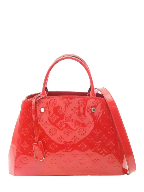 LOUIS VUITTON 2015 Monogram Vernis Montaigne Mm Satchel - Red