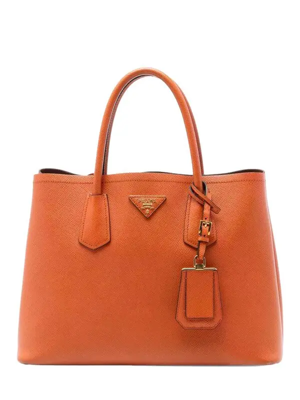 Prada Saffiano Cuir Double Satchel - Orange