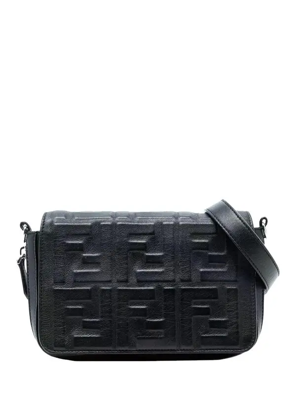 Fendi Mini Zucca Embossed Nappa Expandable Flap Crossbody Bag - Black
