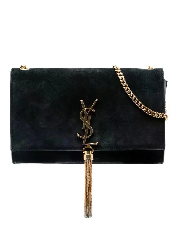 Saint Laurent 2014 Medium Suede Monogram Kate Tassel Crossbody Bag - Black