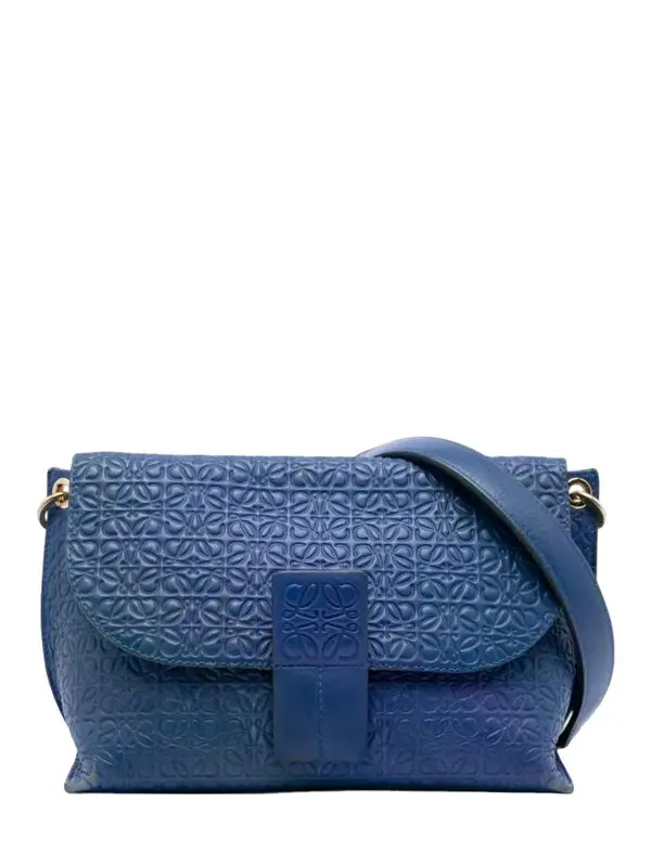 Loewe 2016 Leather Repeat Anagram Avenue Crossbody Bag - Blue