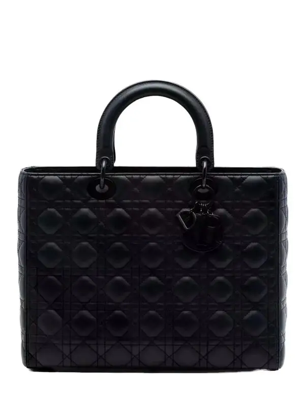 Dior Large Ultra Matte Calfskin Cannage Lady Satchel - Black