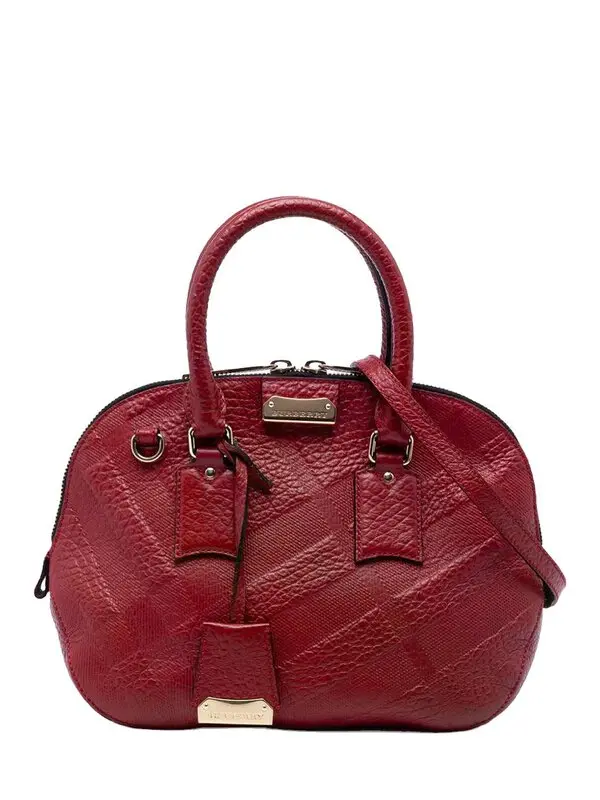 Burberry Heritage Grain Leather Orchard Bowling Bag - Red