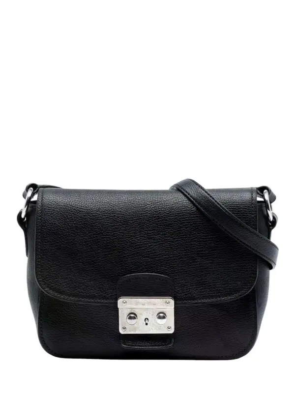 Miu Miu Goatskin Madras Crossbody Bag - Black