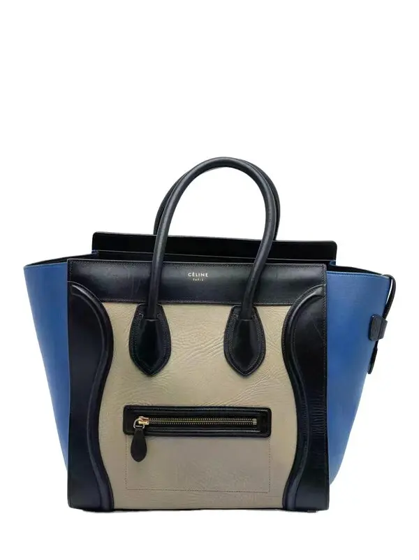 Celine 2014 Mini Tricolor Leather Luggage Tote Handbag - Multicolour