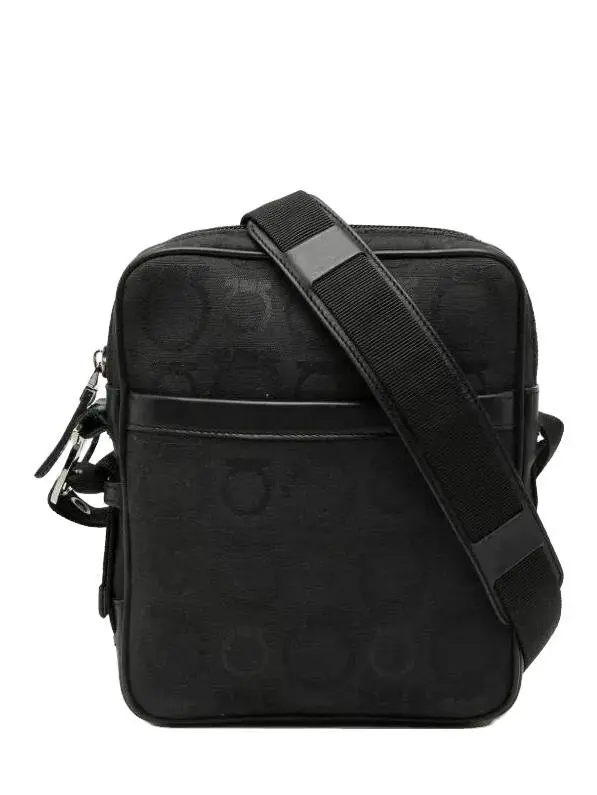 FERRAGAMO 2021 Gancini Canvas Crossbody Bag - Black